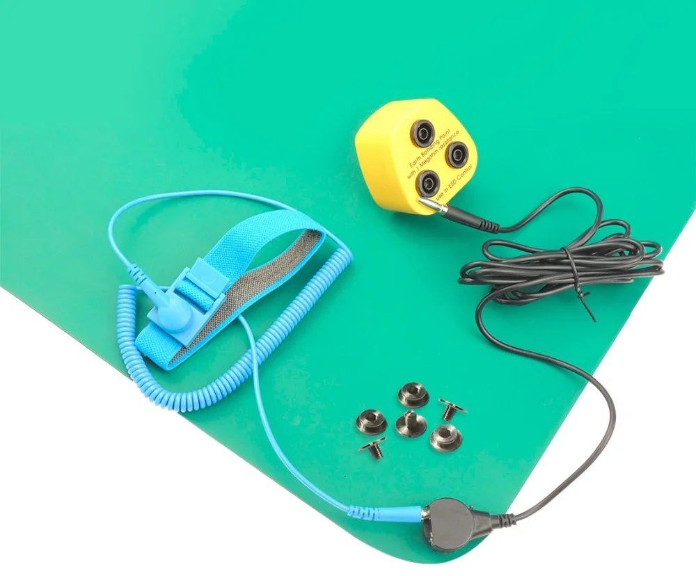 Green Antistatic ESD Bench Mat with Wrist Strap and ESD Glove UK EU USA ...