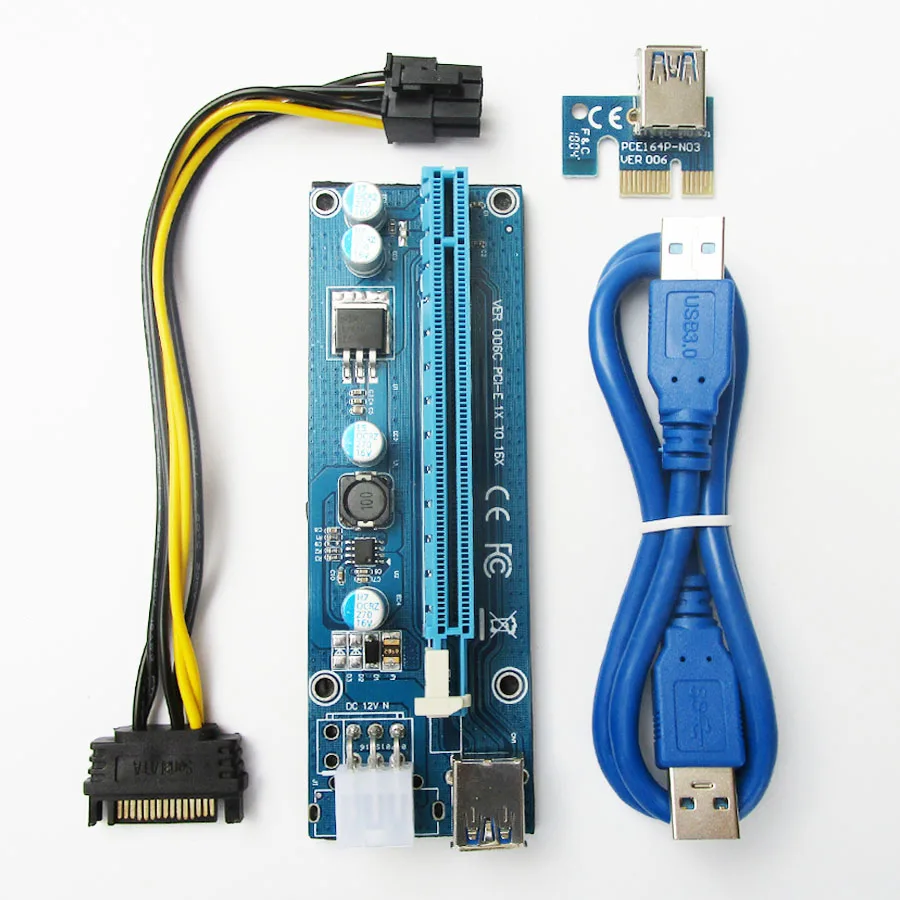 006C PCIe Riser PCI E 16x 8x 4x 1x Powered Riser Adapter Card With LED ...