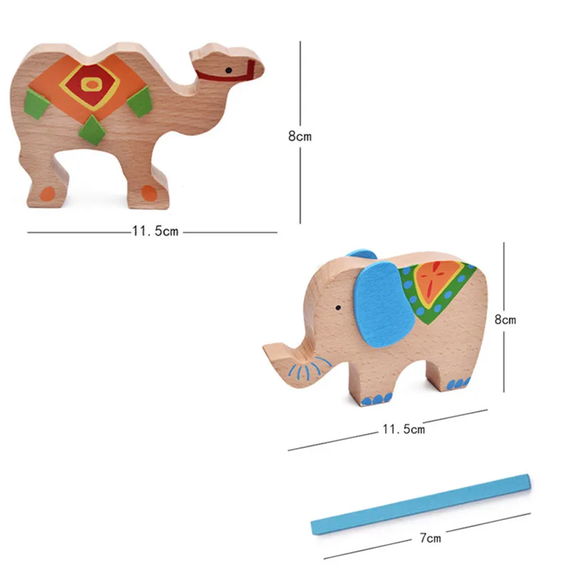 Elephant/Camel Balancing Blocks Beech Baby Wooden Montessori Toys ...