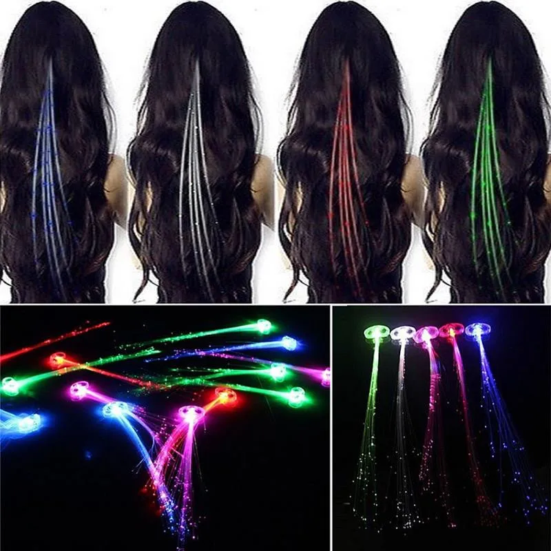 Colorful LED wig 1pcs Glowing Flash LED braided fiber hairpin hair root ...