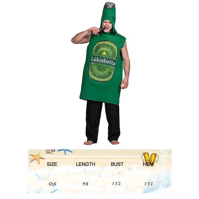 Men Beer Game Dress Birthday Party Halloween Beer Costume Cosplay ...