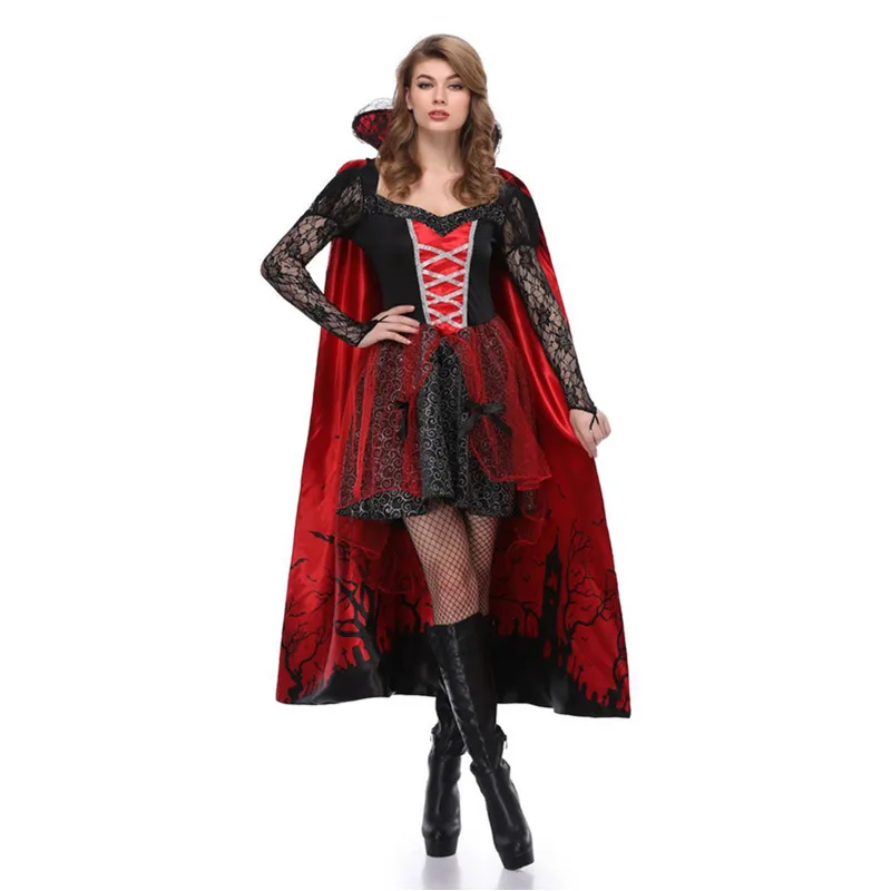 Ladies Countess Adult Gothic Devil Demon Vampire Printed Female Cloak ...