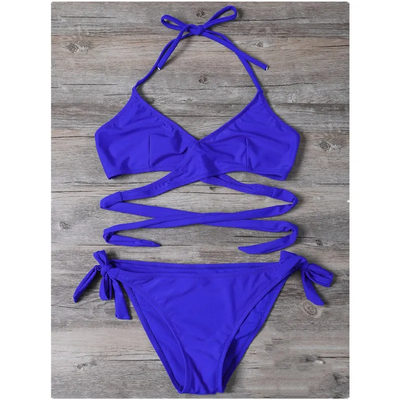 Swimwear Women 2017 New Women's Swimming Suit Neon Halter Bikini Set ...