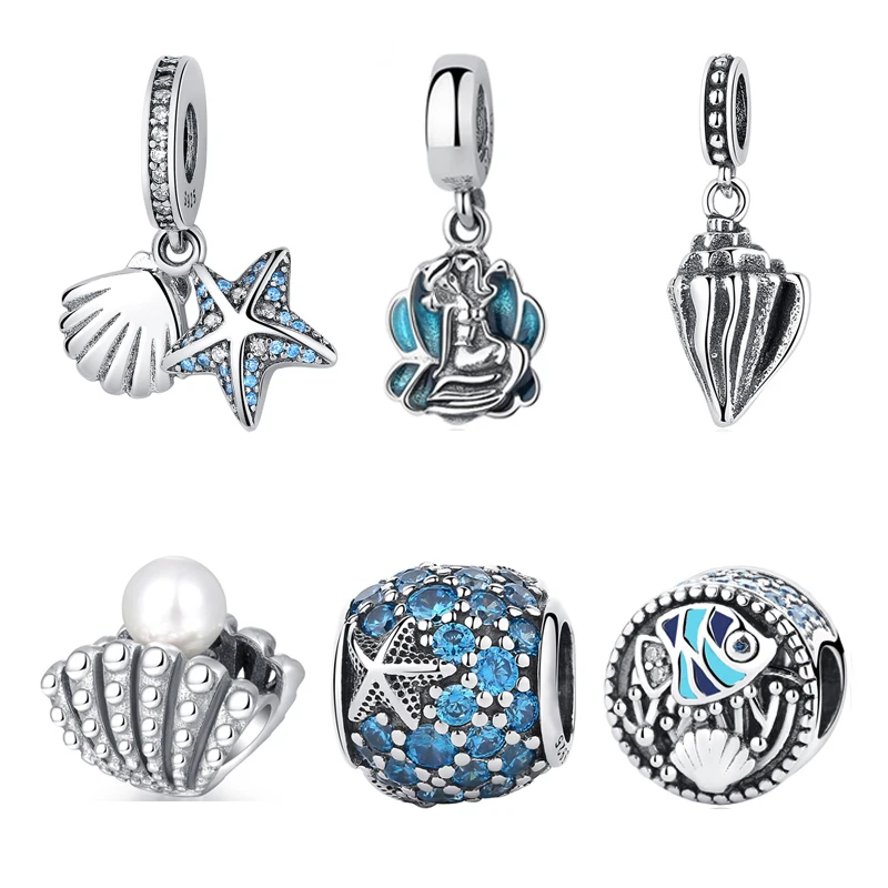 Authentic 925 Sterling Silver Beads Sea Ocean Life Starfish Shell ...