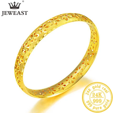 24K Pure Gold Bracelet Real 999 Solid Gold Bangle Upscale Beautiful ...