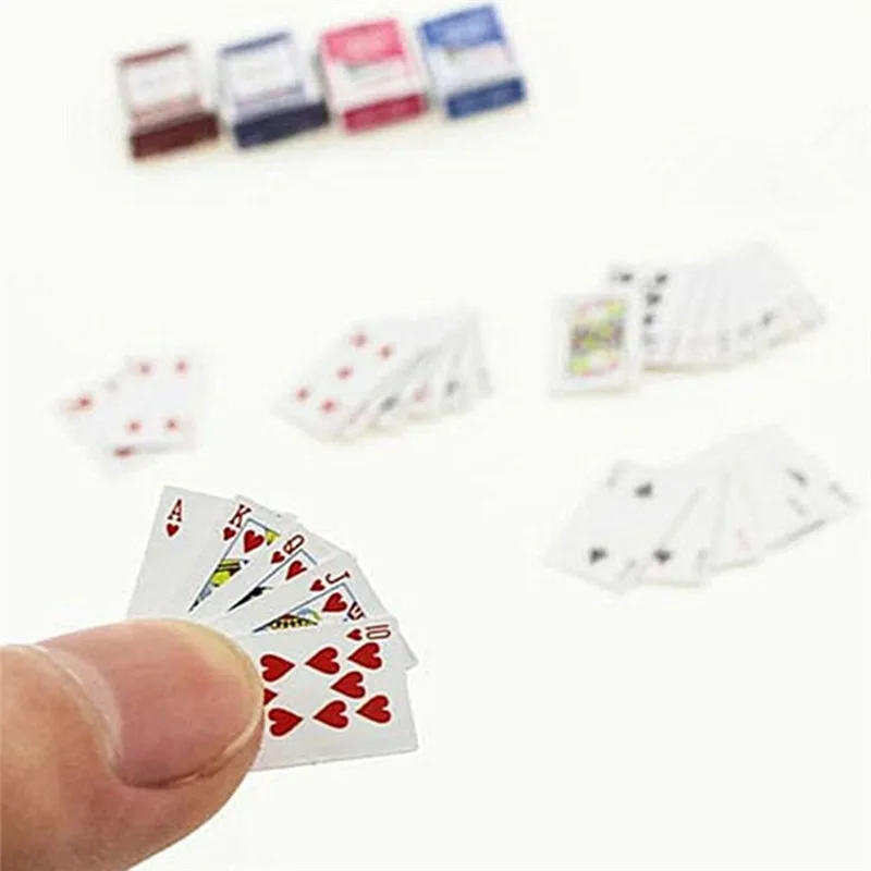 1 Box Mini Poker Cards Cute Miniature Games Poker Mini Dollhouse ...