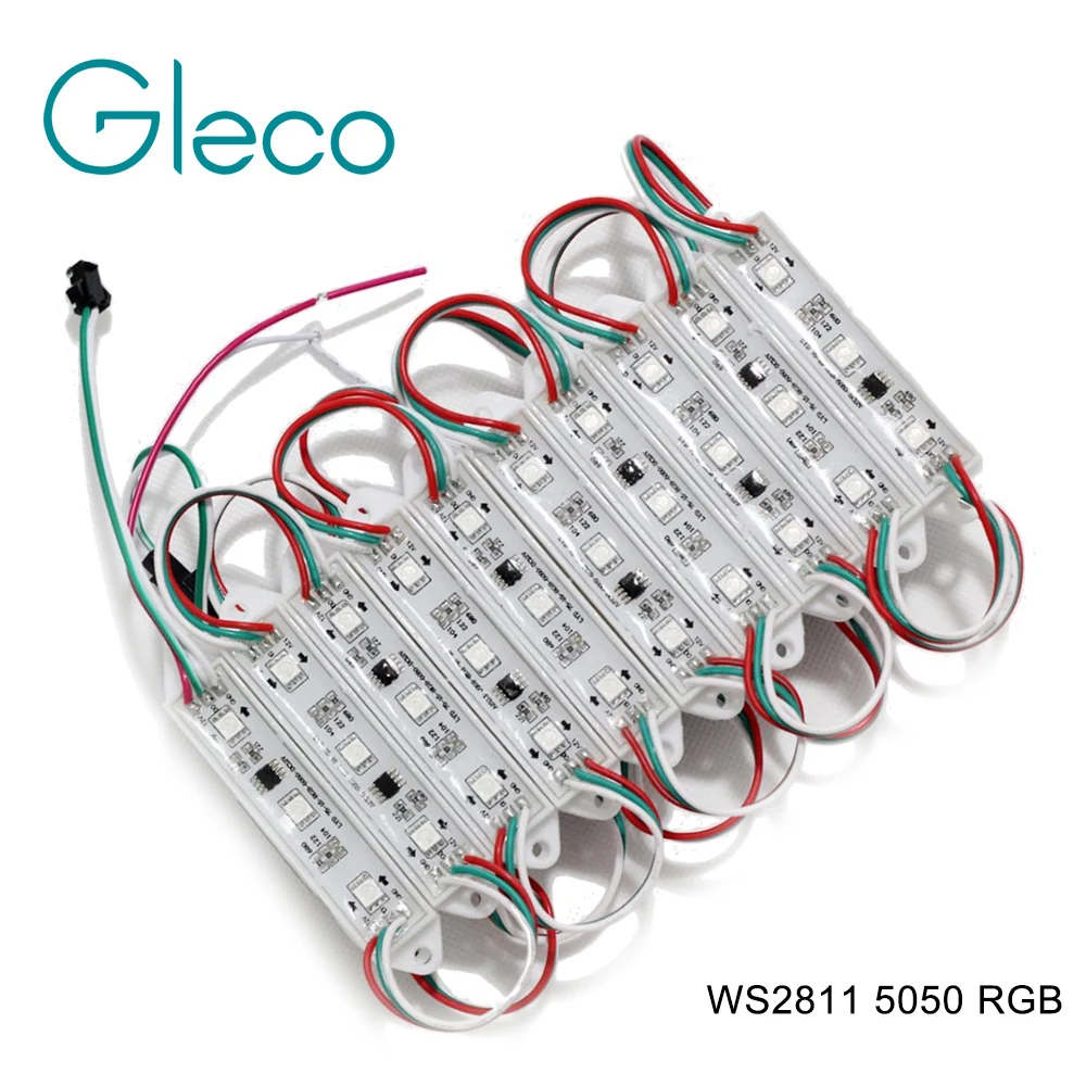 20PCS/lot DC12V WS2811 IC 5050 RGB LED Module 3LEDs IP65 Waterproof LED ...
