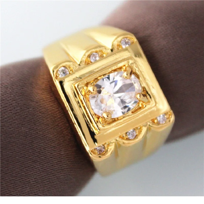 Uloveido Male Ring Vintage Silver Gold Ouro Anel Plated Men's Rings CZ ...