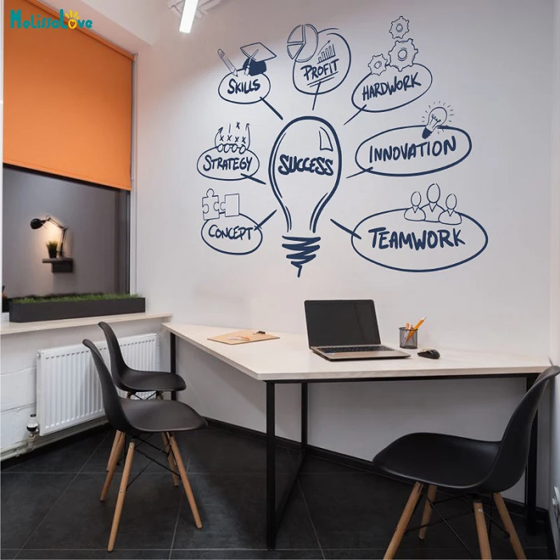 Office Inspirational Success Lettering Words Wall Sticker Vinyl Word ...