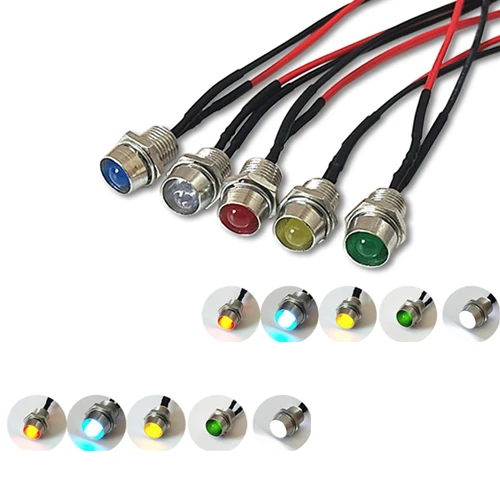 25Pcs 3V 5V 6V 9V 12V 24V Diffused 5mm LED With Metal Holder Header and ...