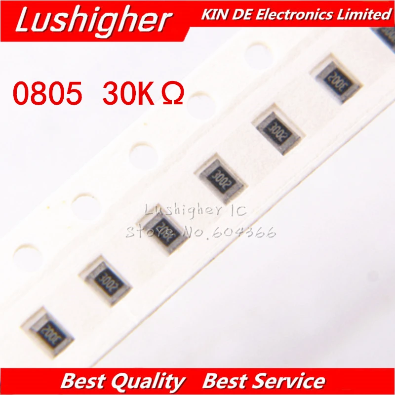 100pcs 0805 Smd Resistor 5% 30k Ohm 3002 303 30kohm - Resistors ...
