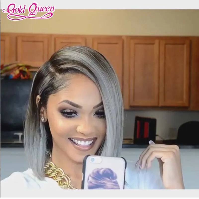 Gold Queen Lace Front Gray Human Hair Wigs 7a Best Quality Brazilian