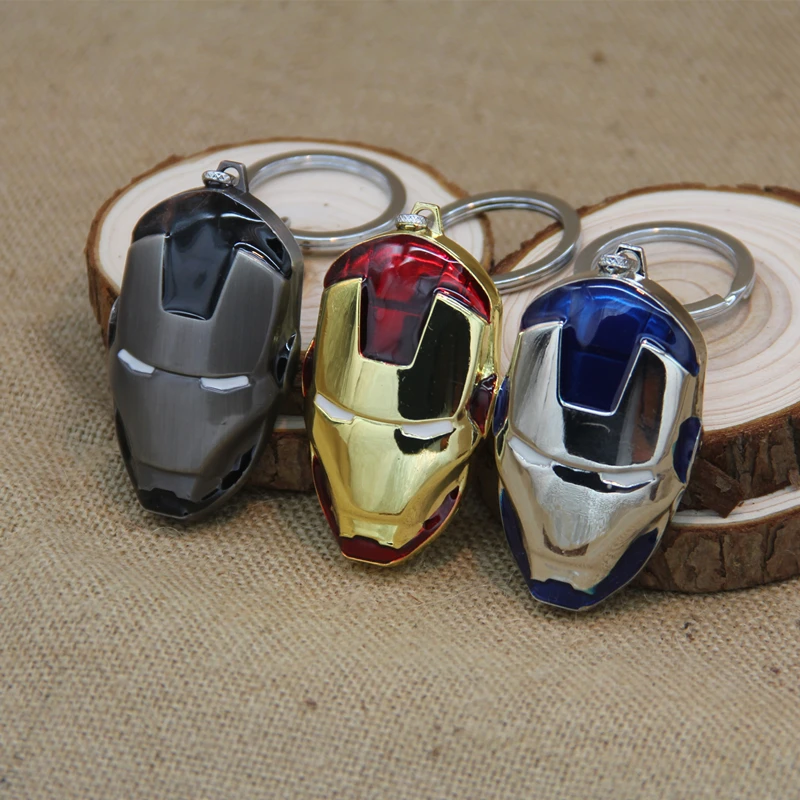 1PCS Marvel Comics Theme Super Hero The Avengers Iron Man Metal Keychain To Boy Gift Key Chain ...