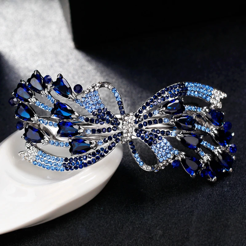 New High Quality Hair Cubic Zirconia Jewelry Bowknot Hair Clips For ...