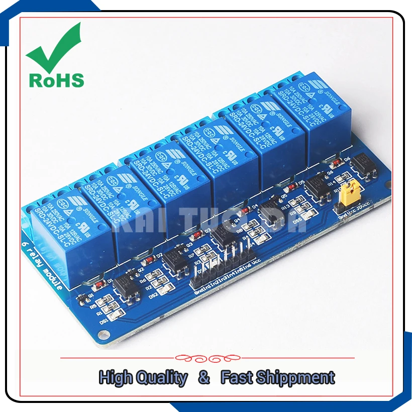 6 way/six channel relay module relay expansion board with optocoupler ...