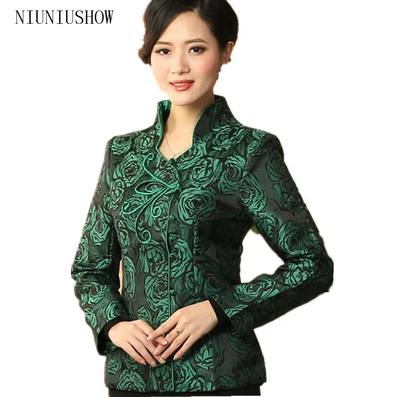New Green Traditional Chinese style Women's Silk Satin Jacket Coat ...