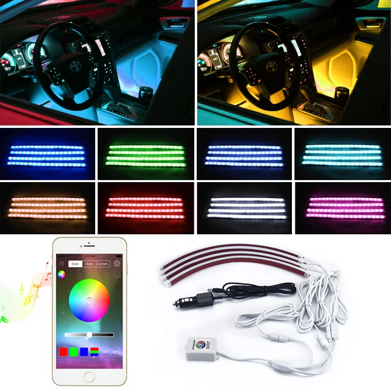 Carro interior atmosfera luz app controle música rgb led para mercedes ...