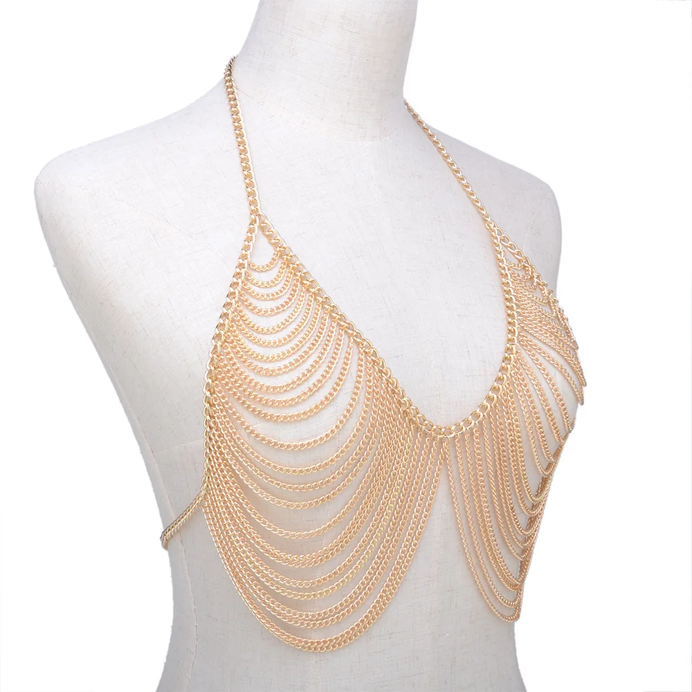 Sexy Body chain Bra Bikini Body Chain women Statement Metal bra chain ...