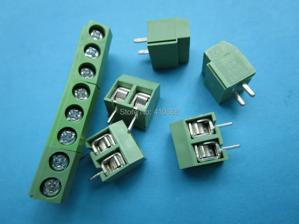 120 Pcs Green Pitch 5.0mm 2 Pin Screw Terminal Block Connector Wire ...