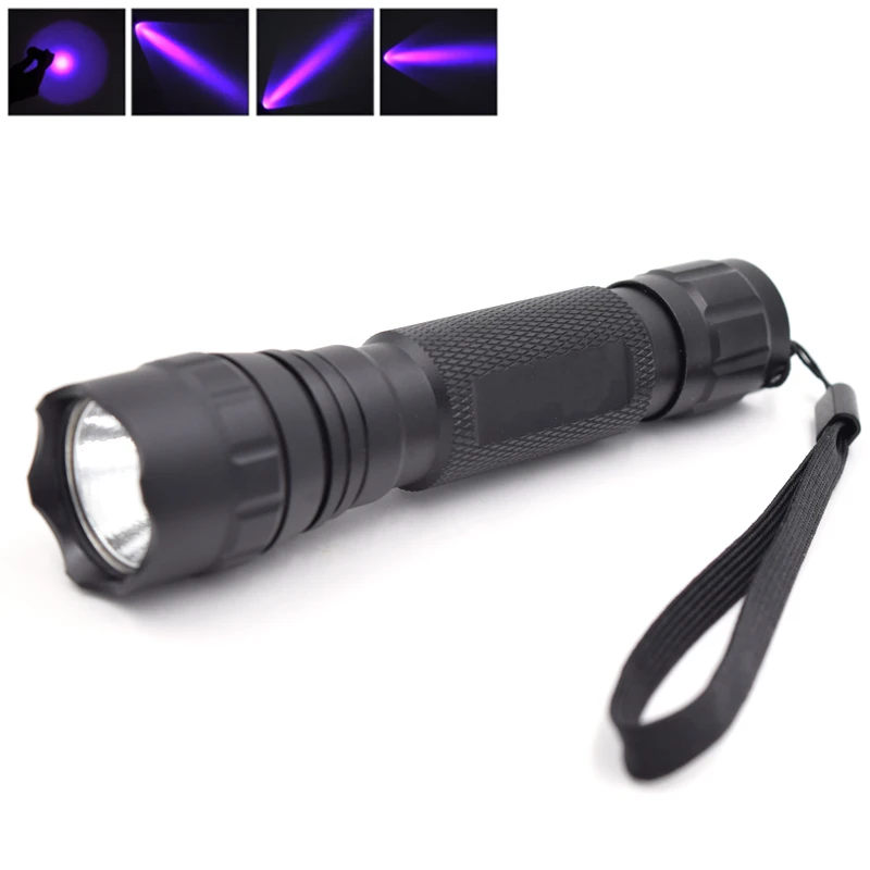 395nm UV Led Torch Flashlight 18650 Lampe Torche Ultraviolet Purple ...