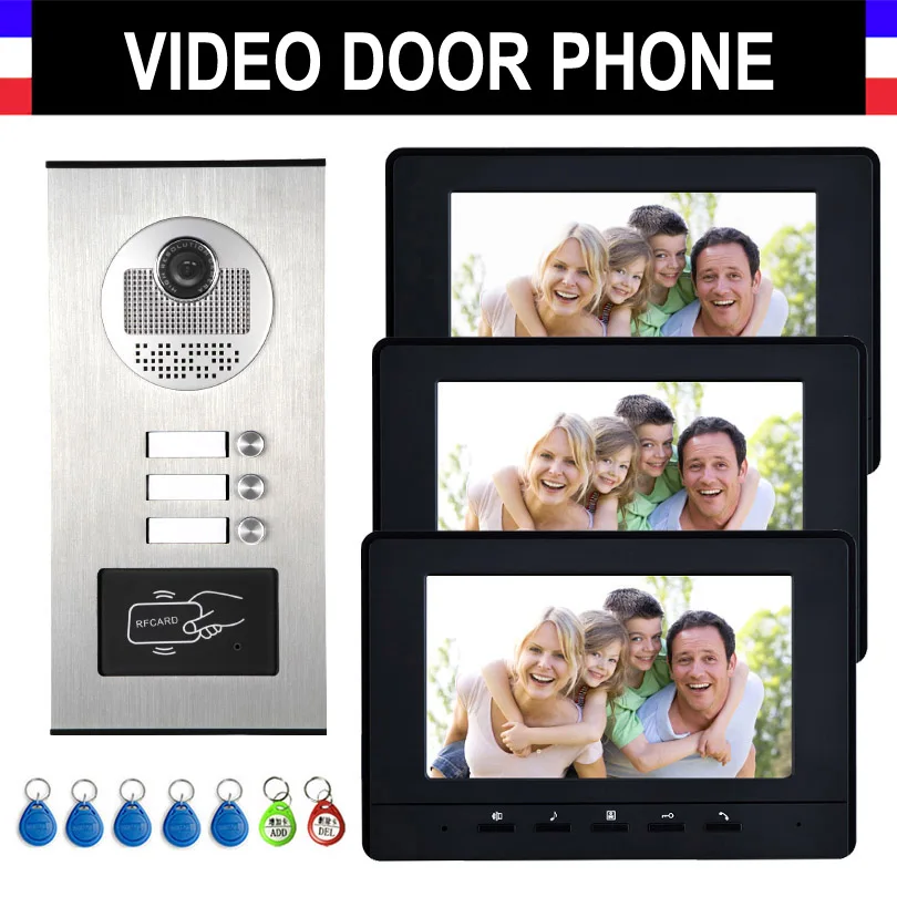 2/3/4 Units Apartment Intercom System Video Intercom Video Door Phone ...