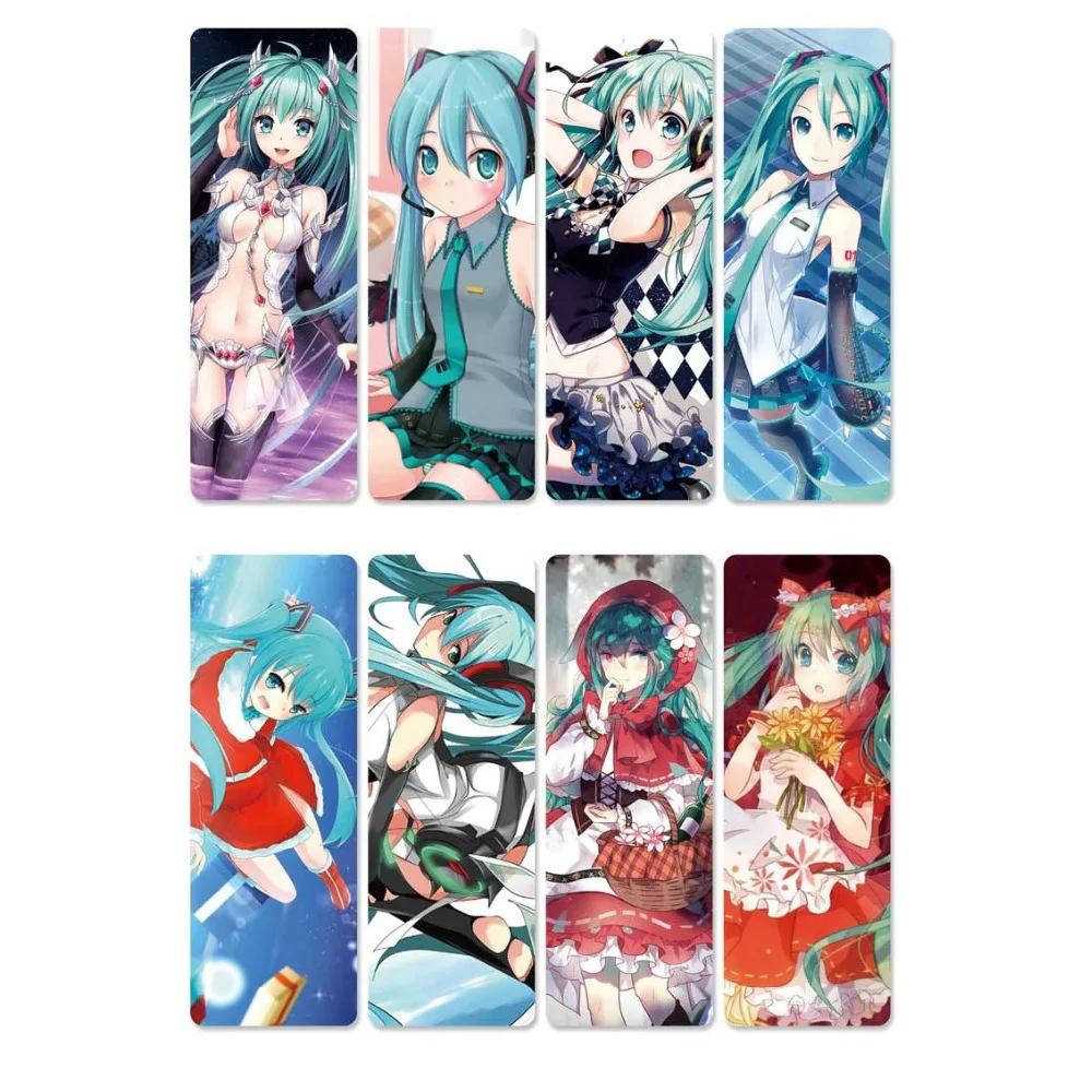 8pcs Hatsune Miku Anime Bookmarks Waterproof Transparent PVC Plastic ...