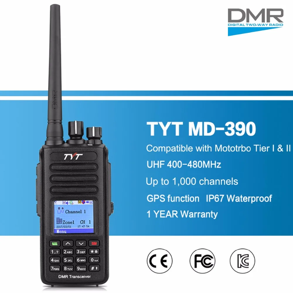 TYT MD 390 DMR Digital Two Way Radio UHF 400 480MHz 5W Walkie Talkie ...