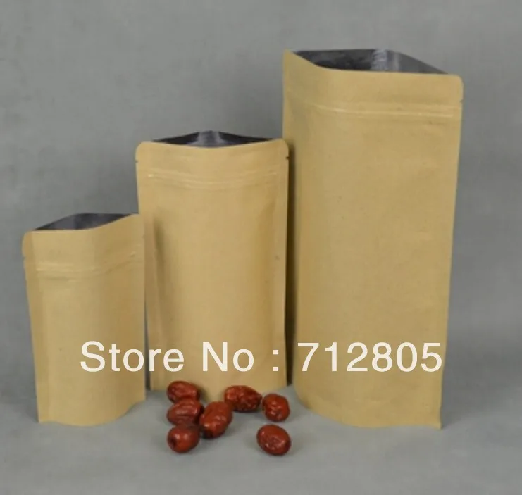 Free Shipping 100pcs/lot 9x14cm Brown Kraft Paper Ziplock Bag Craft ...