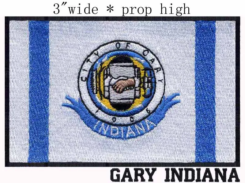 Gary, Indiana USA Flag embroidery patch 3" wide shipping/city patch ...