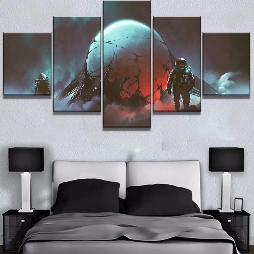 5 Piece Canvas Art Extraterrestrial Alien Egg Astronauts Cuadros ...