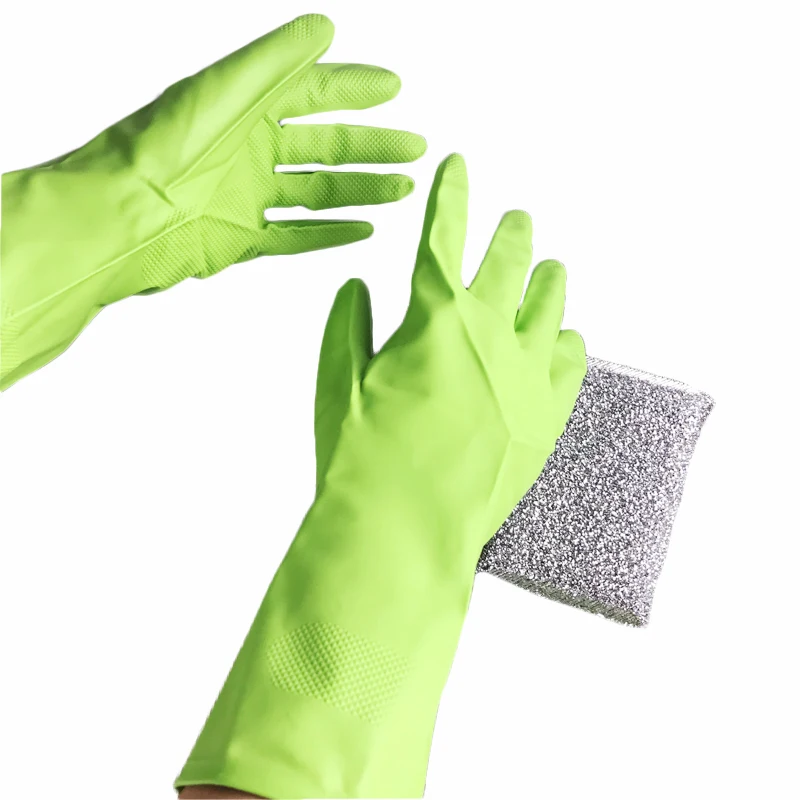 Long Sleeve Medium Plastic Rubber Gloves Slip Waterproof Household ...
