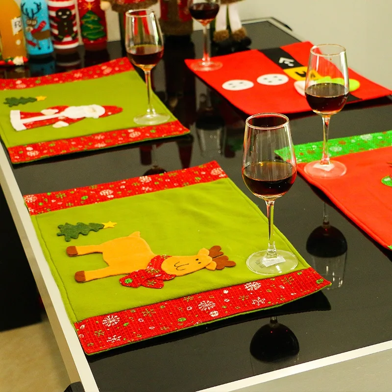 2pcs Christmas Cute Table Mats Santa Clause Plate Mat Set Kitchen for ...