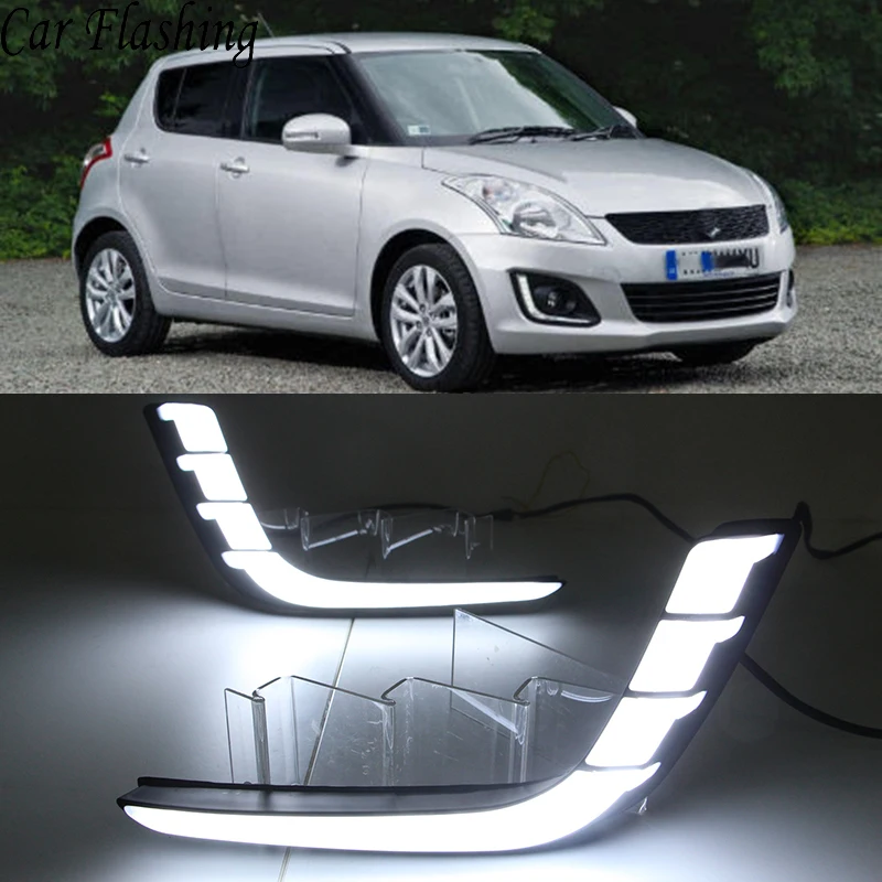 Car Flashing 1 Pair Car DRL For Suzuki Swift 2014 2015 2016 Daytime ...