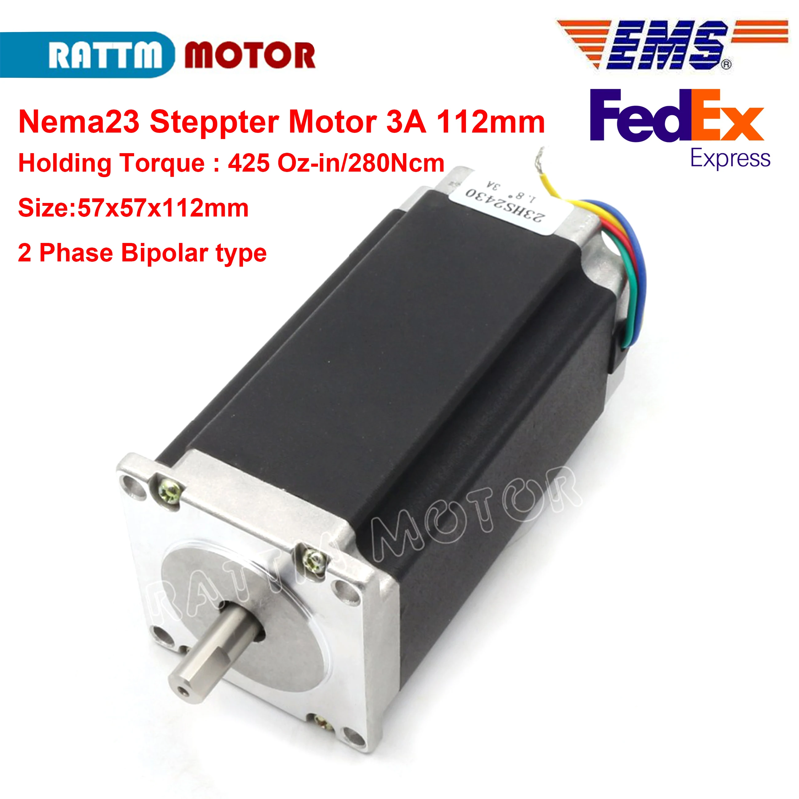 Nema23 stepper motor 57x112mm 2.8N.m 425 Oz in 3A 4 wires for 3D ...