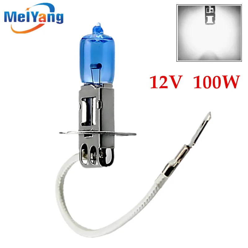 H3 100W 12V Halogen Bulb Super Xenon White Fog Lights High Power Car ...