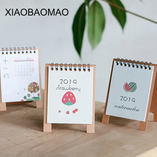 Mini 2019 Fresh Cartoon Mini Flamingo Desktop Paper Calendar dual Daily ...