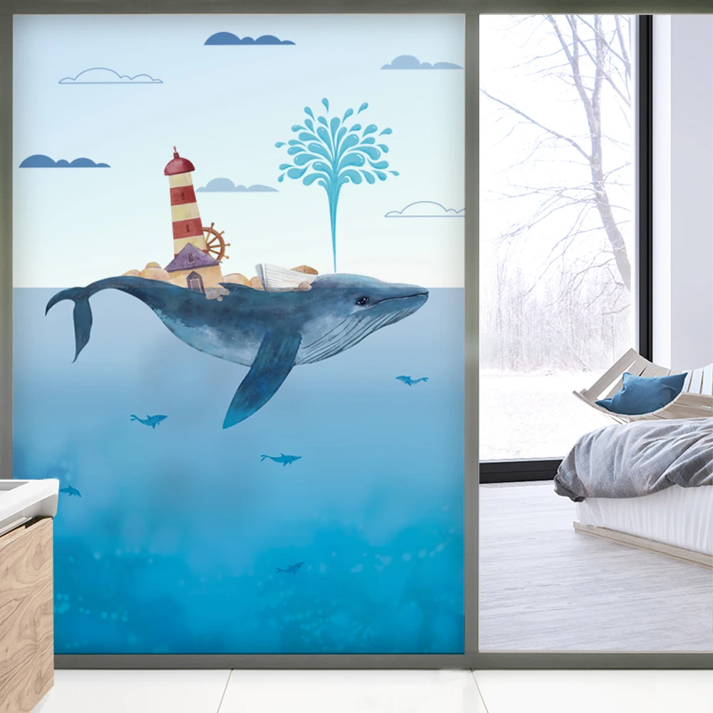 Blue Whale Glass Film Frosted Glass Window Film Pvc Glass Sticker Home ...