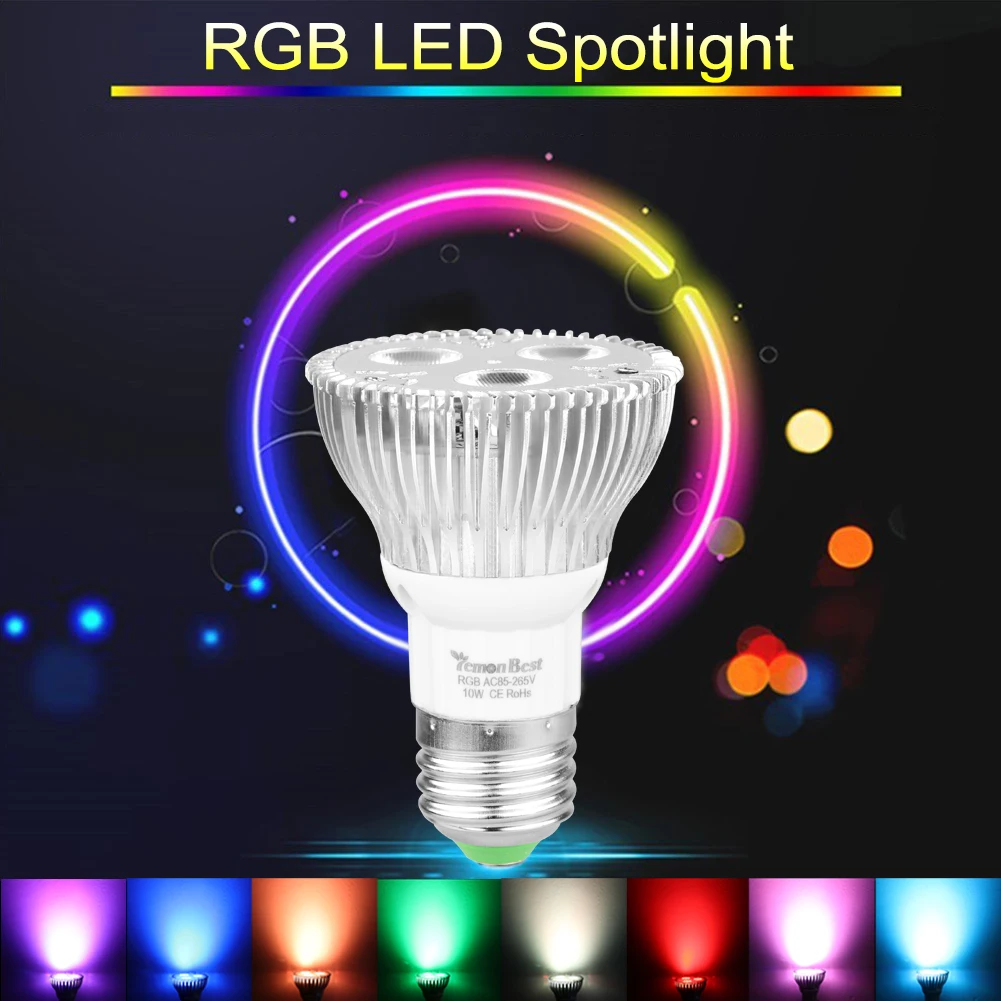 RGB Led Bulb Lamp AC 85 265V LED Spot light Party Decoration 10W RGB ...