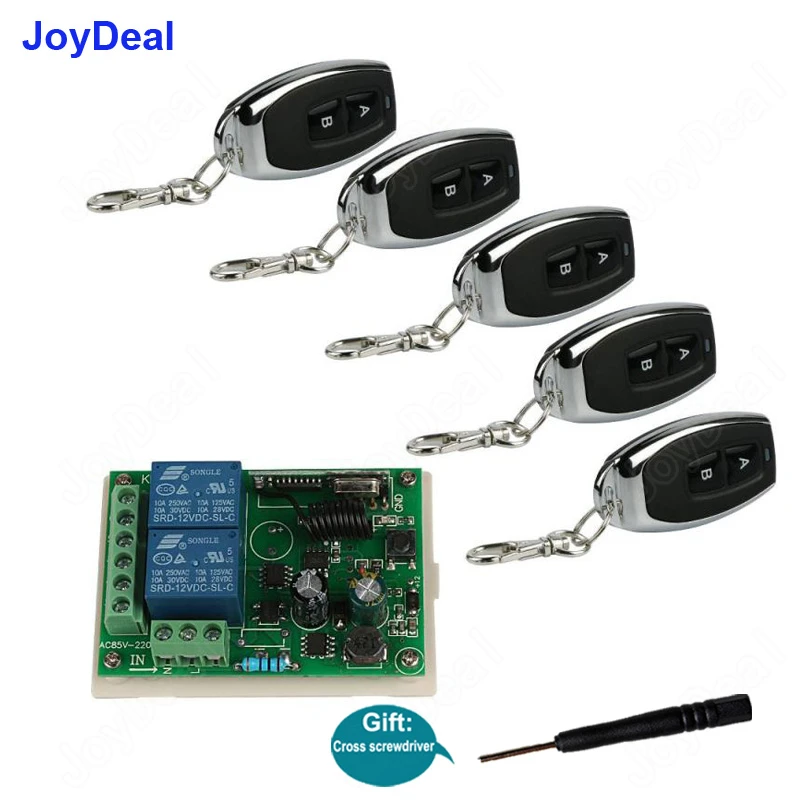 433 Mhz Universal Wireless RF Remote Control Switch AC 110V 220V 2CH ...