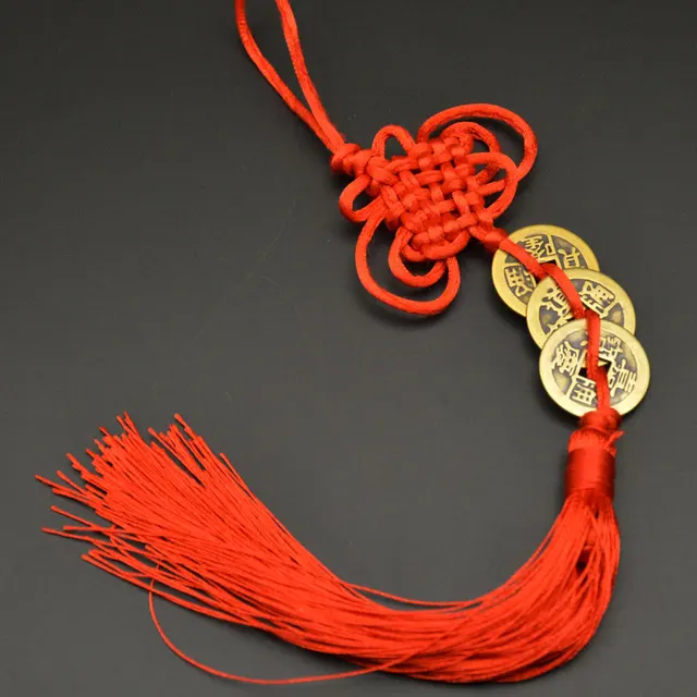Chinese manual Knot Fengshui Lucky Charms Ancient I CHING Copper Coins ...