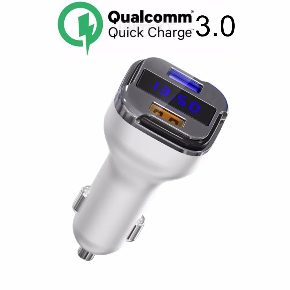 מוצר - 12V/24V 4in1 Dual USB Qualcomm Quick Charge 3.0 Car Charger With ...
