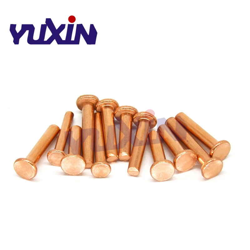 50Pcs Brass Solid Rivets GB109 M3*L Flat Head Copper Rivets Solid Brass ...