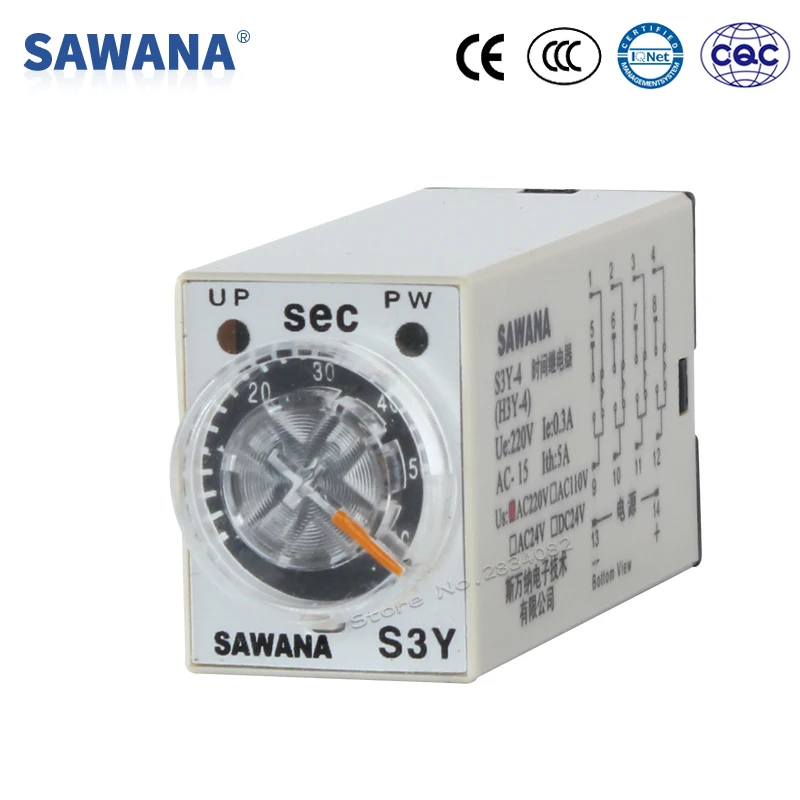 timer relay AC48V 36V 24V DC12V S3Y 4 60s time relay with socket base ...