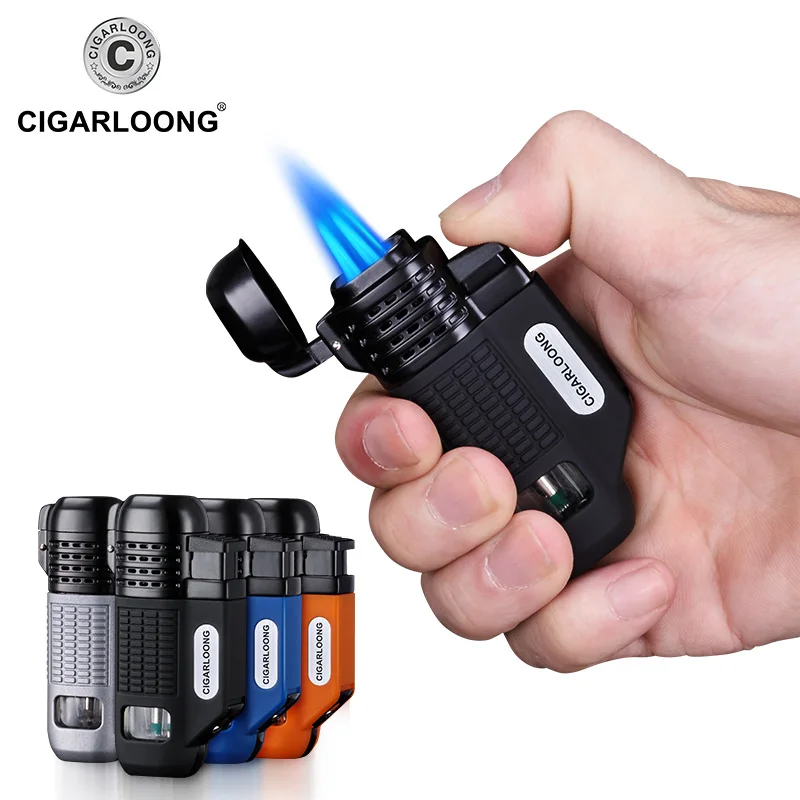 cigar lighter 3 flame windproof portable lighter gift box packaging CB ...