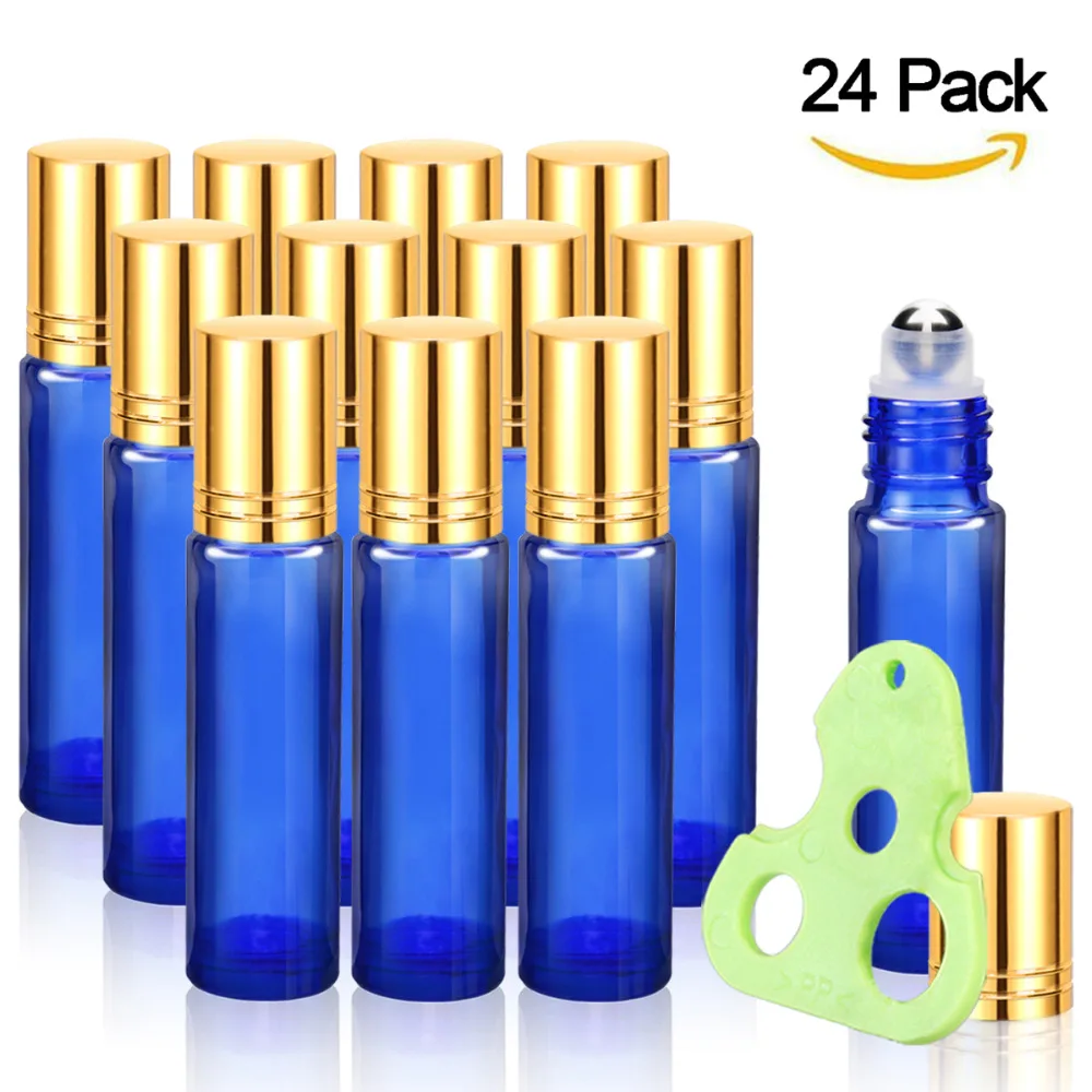 10ml Essential Oils Roller Bottles 24 Pack Glass Roll On Bottles With