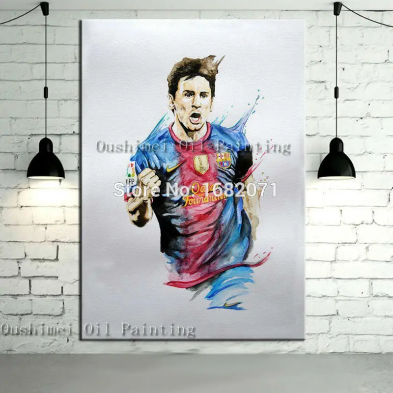 Argentina Super Star Soccer Sport Player Messi Oil Painting On Canvas ...