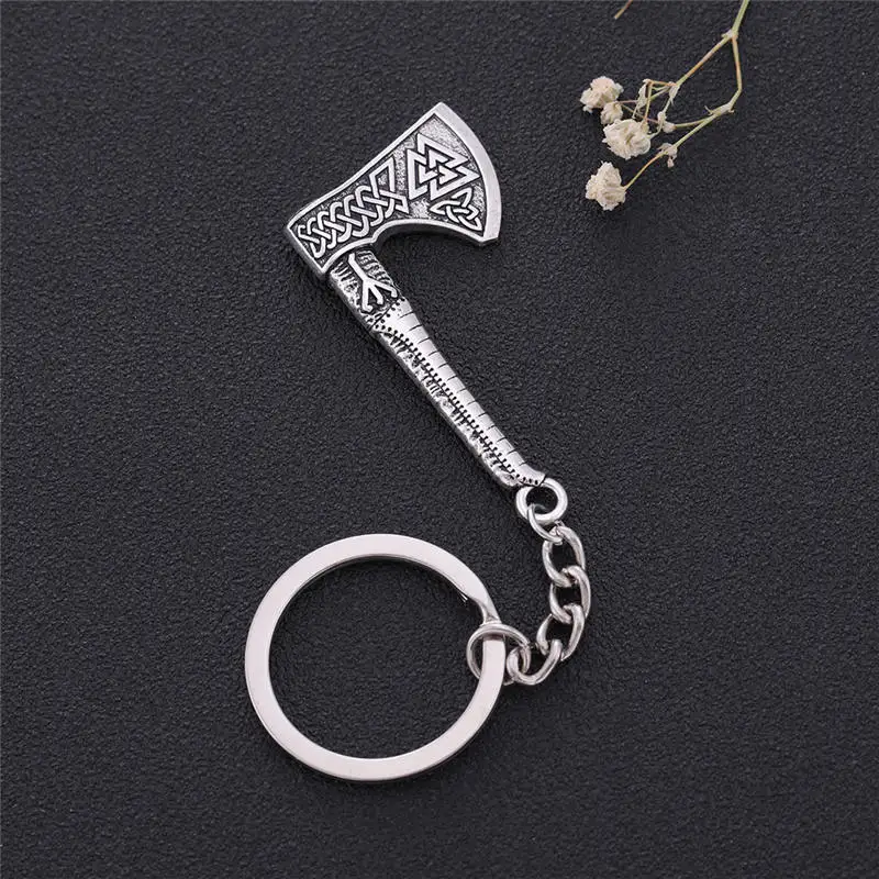 Fashion In 2018 Women Men Viking Key Chain Nordic Axe Shape Valknut And ...