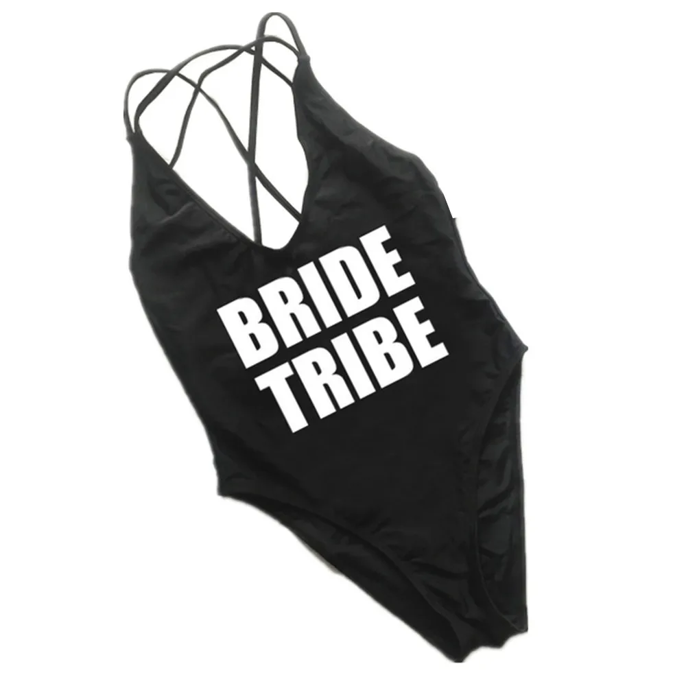 One Piece Swimsuit Brides Swimwear Strappy Cross Back Bathing Suit For