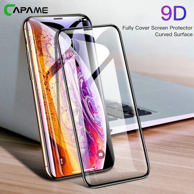 CAPAME Protective Protector 9D 9H Hard Tempered Glass For iphone 7 8 6 ...