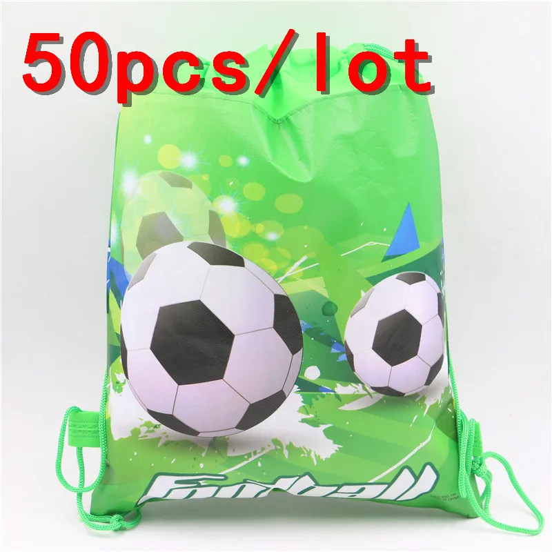 Green Soccer Balls Non-woven Fabric Drawstring Bags Cartoon Football ...